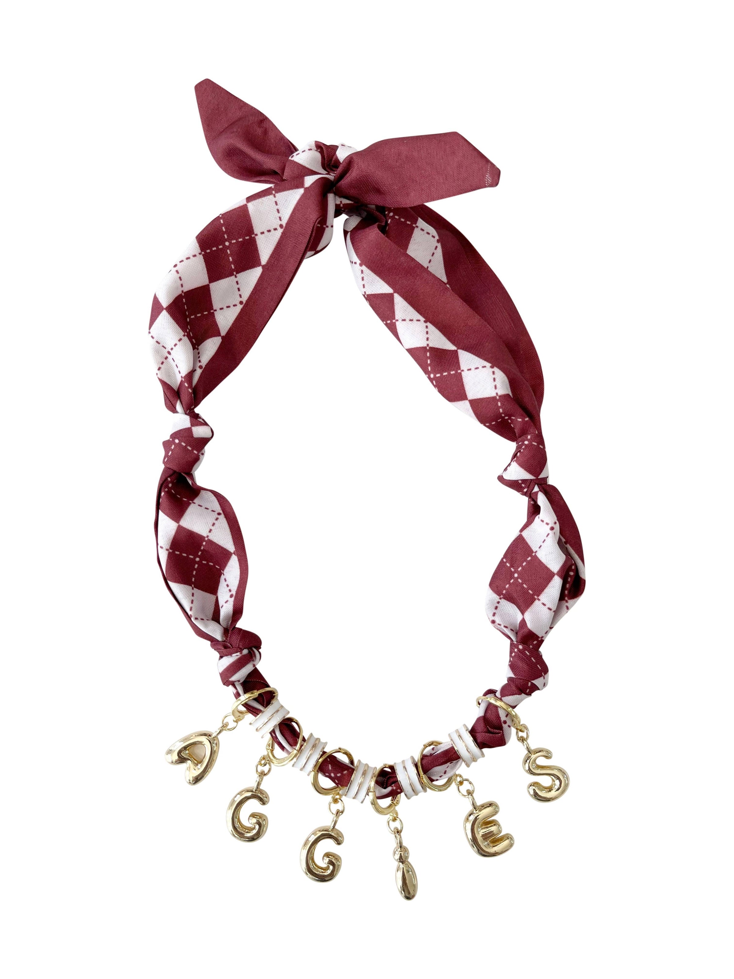 Maroon and White Game Day Bubble Letter Scarf Necklace – The Shimmy Shack